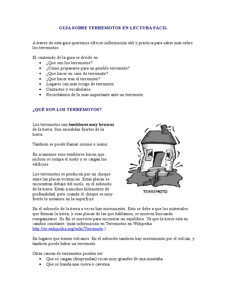 Guía Práctica sobre Terremotos para Niños | PDF | Temblores | Peligros ...