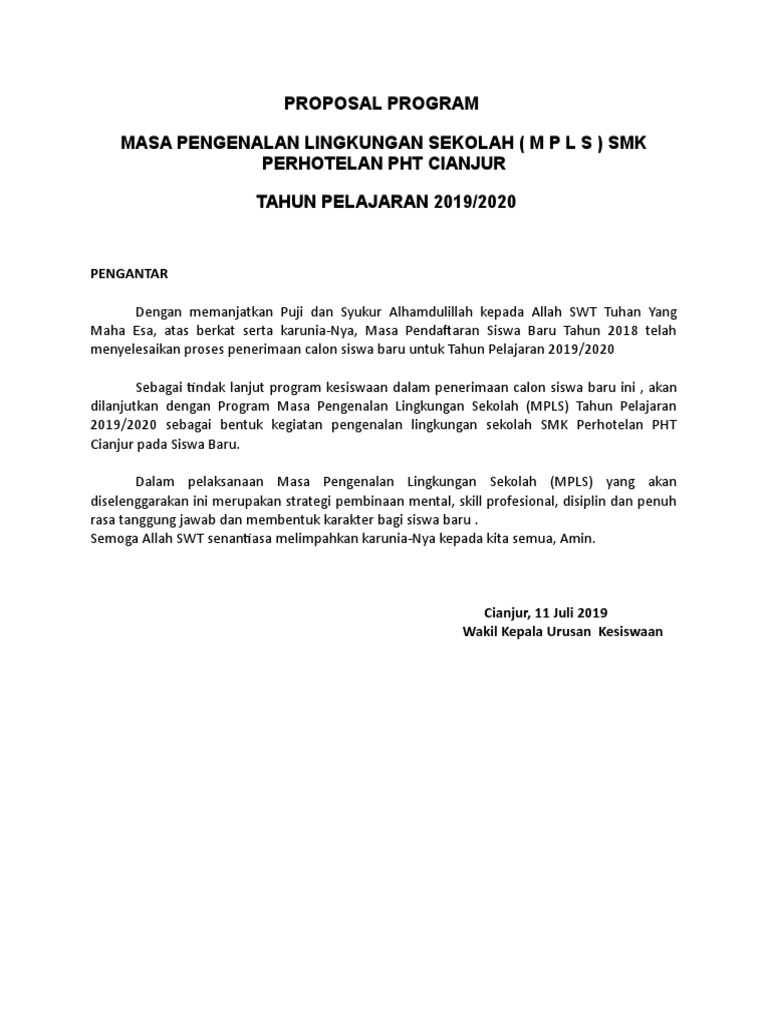 Proposal Program Mpls SMK PHT 2019 | PDF
