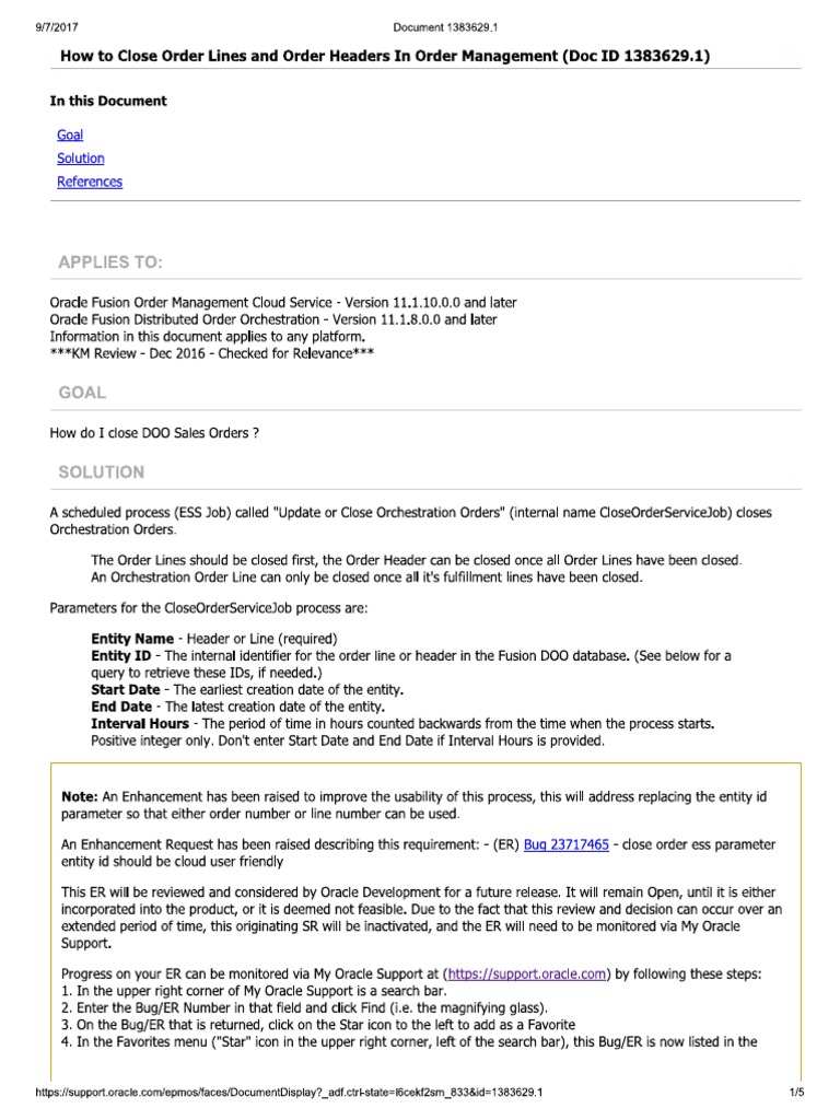 Close Order Lines and Order Headers in Oracle Cloud Order Management | PDF
