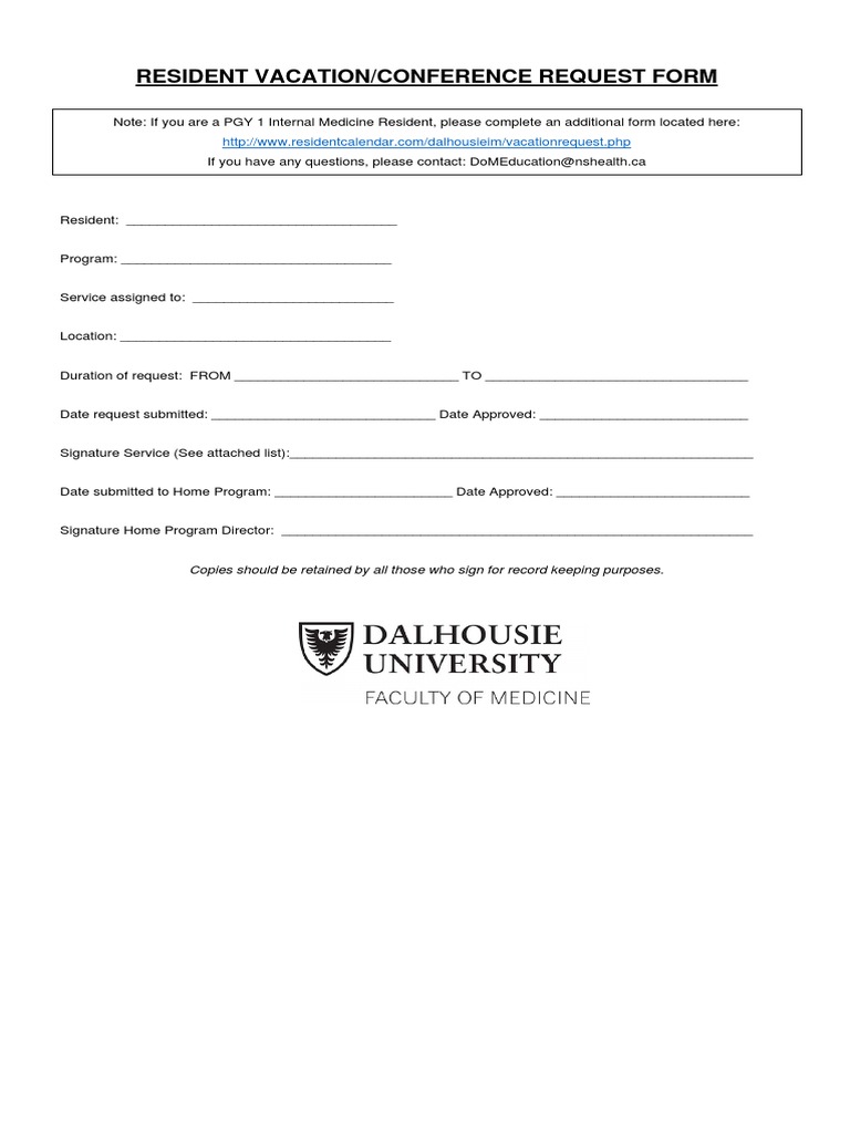 Resident Vacation/Conference Request Form | PDF