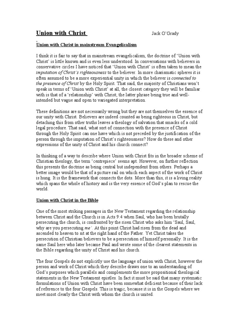 Union With Christ | PDF | Justification (Theology) | Paul The Apostle