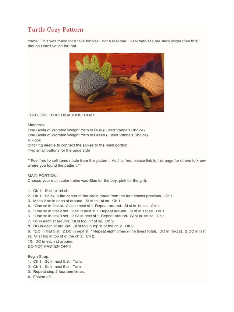Turtle Cozy Pattern | PDF | Sewing | Yarn