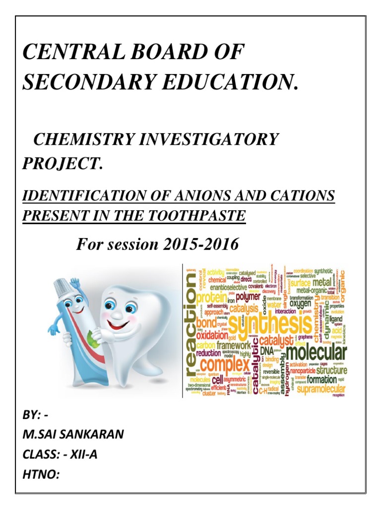 Identification of Cations and Anions Present in Toothpaste | PDF ...
