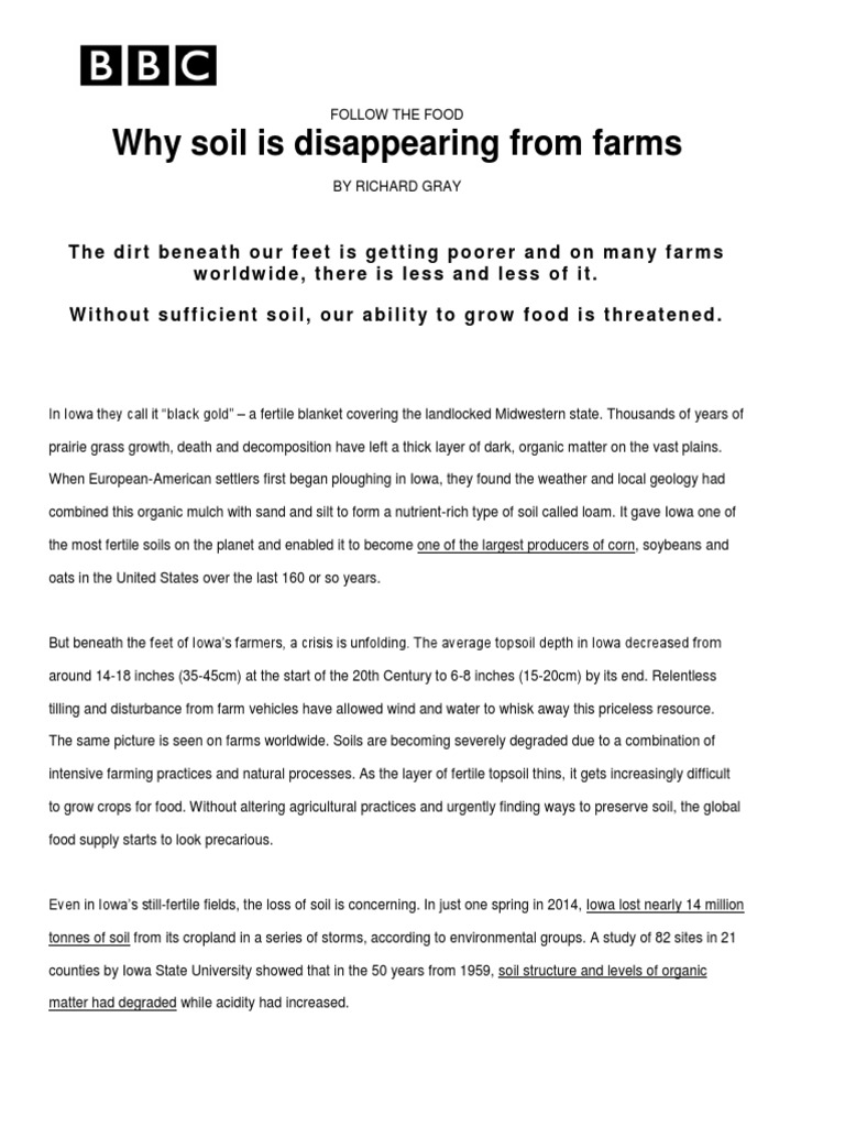 Why Soil Is Disappearing | PDF | Agriculture | Soil Fertility