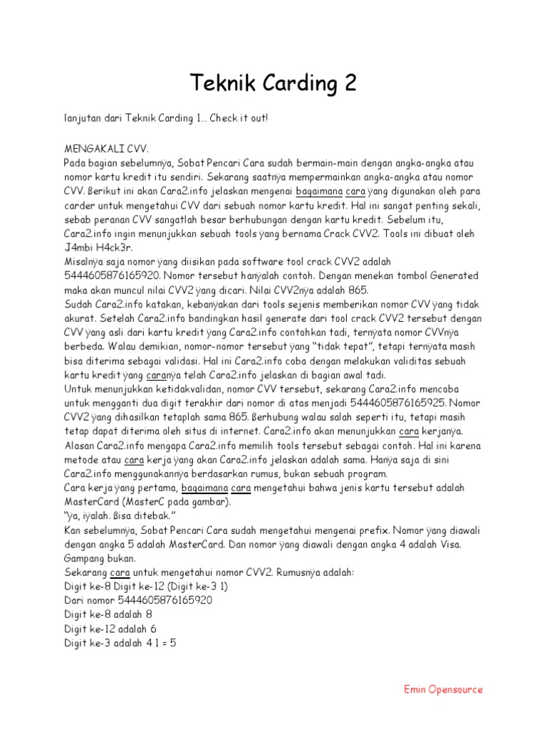 Teknik Carding 2 (SFILE | PDF
