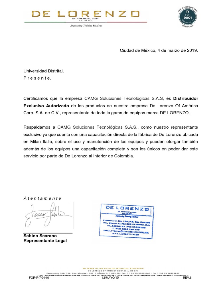 Certificación de Distribuidor Exclusivo | PDF