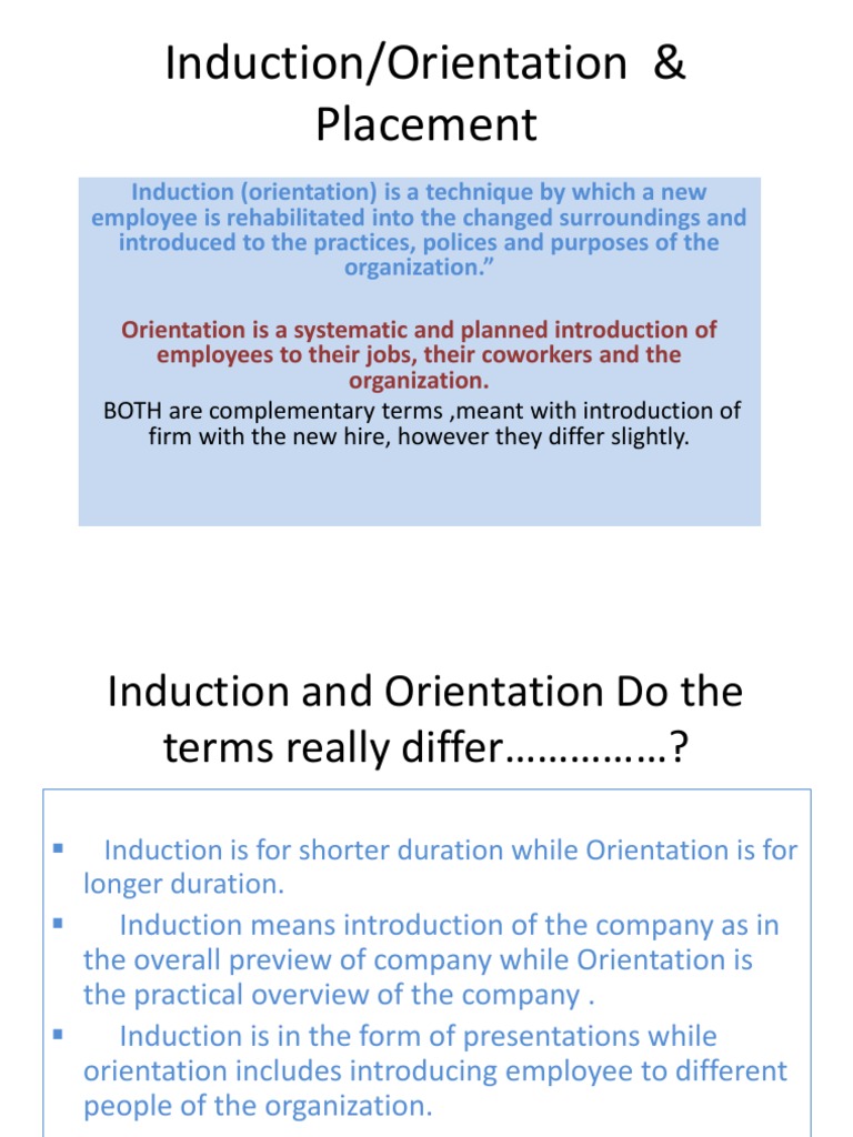 Induction Orientation And Placement Pdf Employment Behavioural Sciences