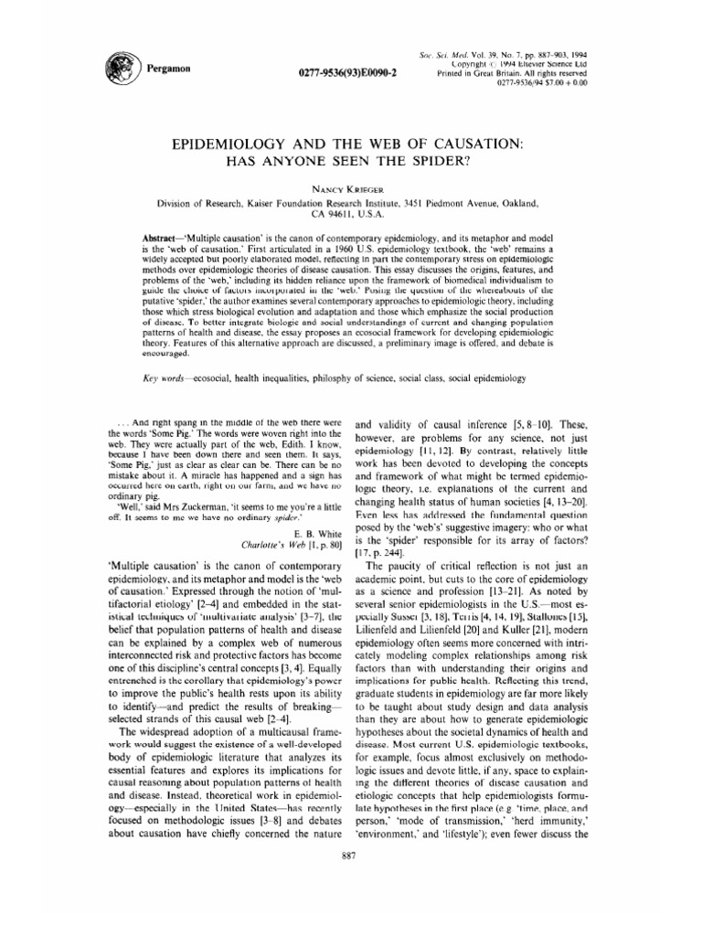 Epidemiology and The Web of Causation | PDF | Epidemiology | Causality