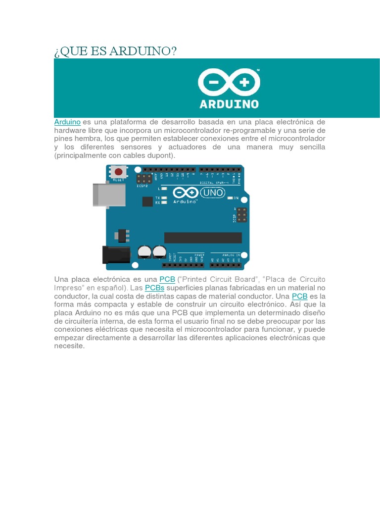 Qué es Arduino | PDF | Arduino | Placa de circuito impreso