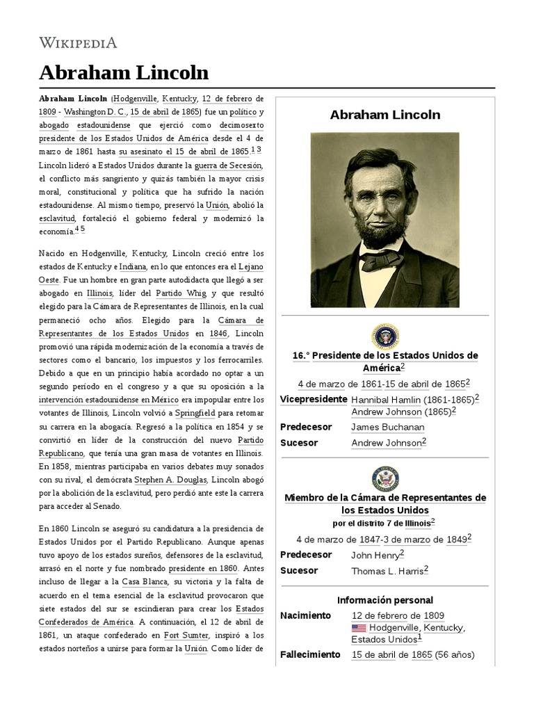 Abraham Lincoln | PDF | Abraham Lincoln | Unión (guerra civil americana)