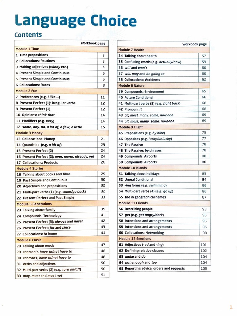 Language Choice Pre-Intermediate | PDF | Noun | Adjective