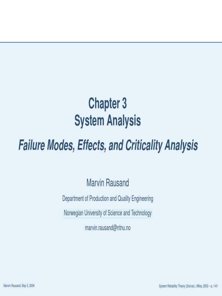 System Analysis: Failure Modes, Effects, and Criticality Analysis | PDF ...