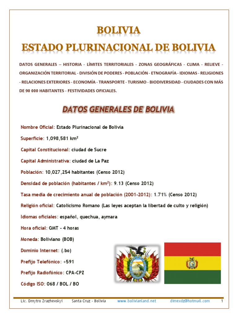 Datos generales de Bolivia.pdf | Bolivia | Andes | Prueba gratuita de ...