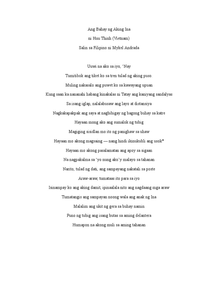 Ang Bahay Ng Aking Ina