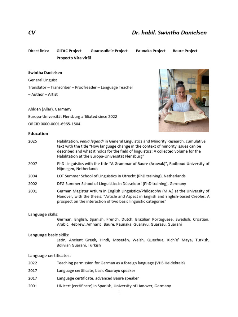 CV Dr. Swintha Danielsen: GIZAC Project Paunaka Project Baure Project ...