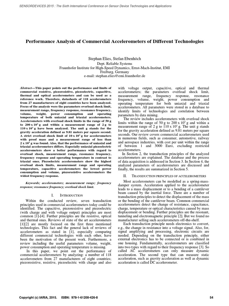 Performance Analysis of Commercial Accelerometers of Different Technologies | PDF ...