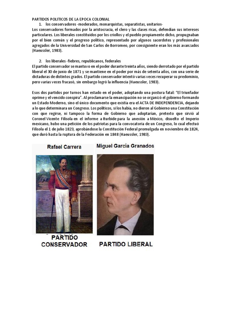 Partidos Politicos de La Epoca Colonial | PDF