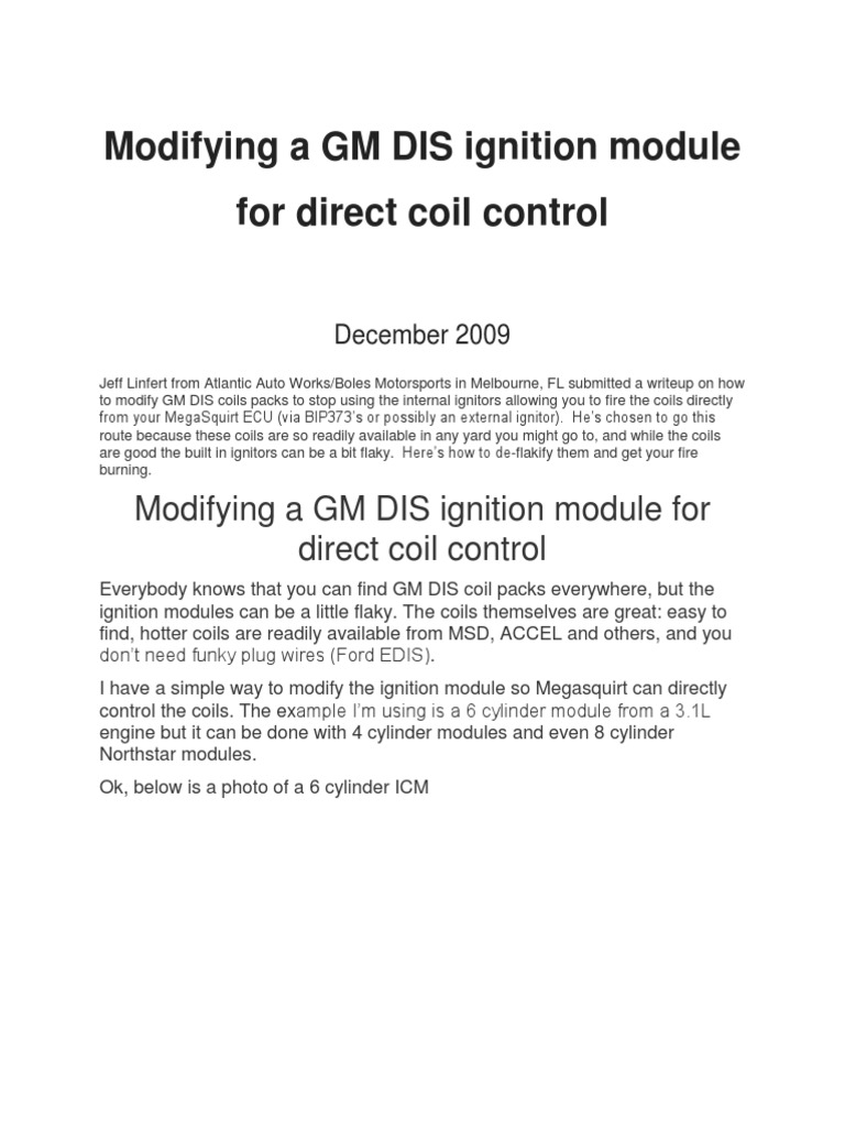Modifying A GM DIS Ignition Module For Direct Coil Control | PDF ...