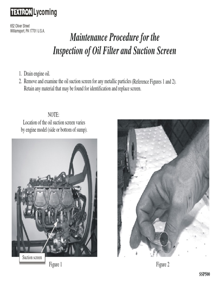 Maintenance Procedure For The Inspection of Oil Filter and Suction ...