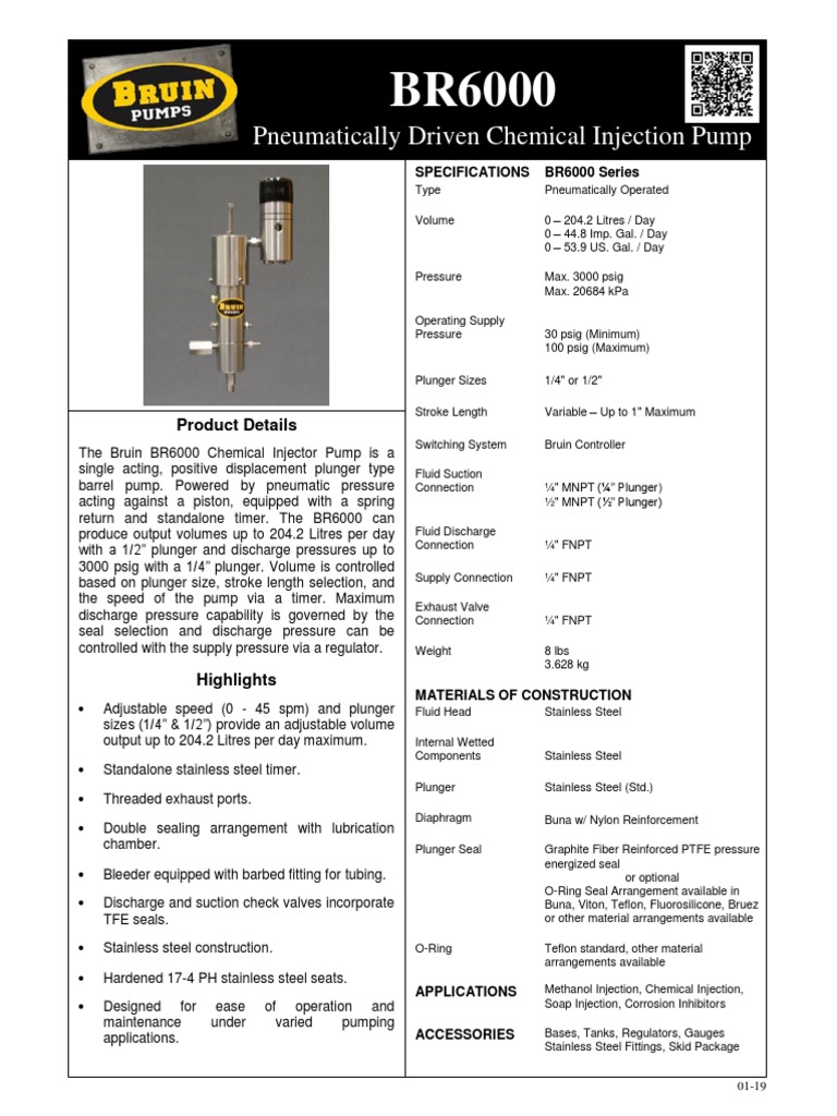 Pneumatically Driven Chemical Injection Pump: Product Details | PDF ...