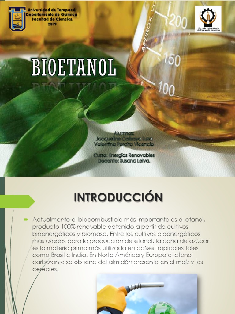 Bioetanol Presentacion | PDF | Combustible de etanol | Biocombustible