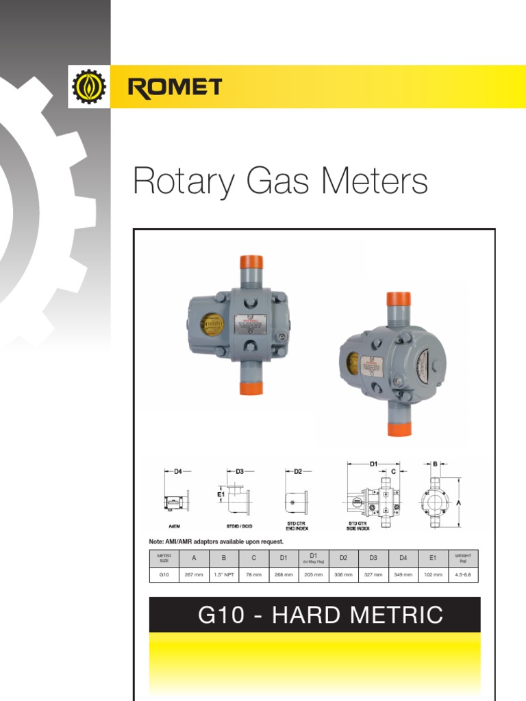 Rotary Gas Meters: G10 - Hard Metric | PDF | Gases | Mechanical Engineering