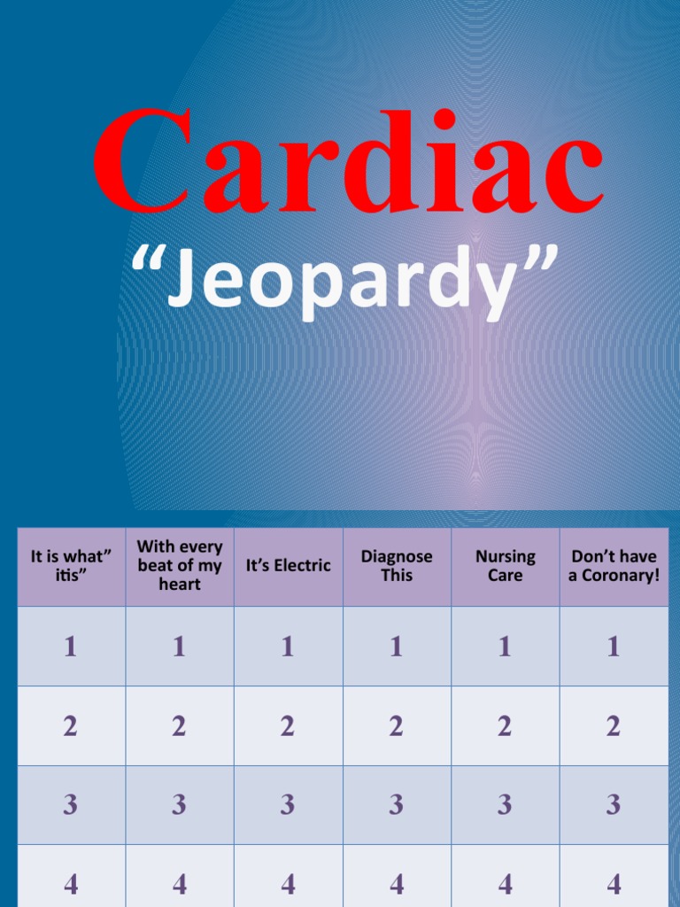 Cardiac Jeopardy | PDF | Heart | Thorax (Human Anatomy)