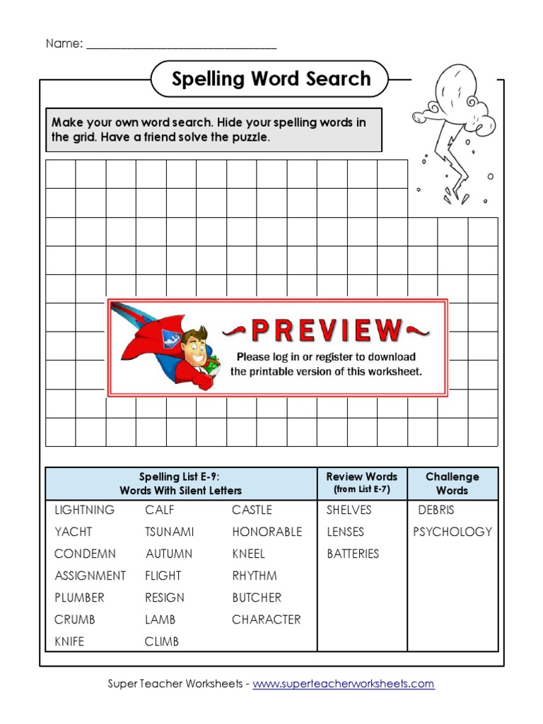 Spelling Word Search: Make Your Own Word Search. Hide Your Spelling ...