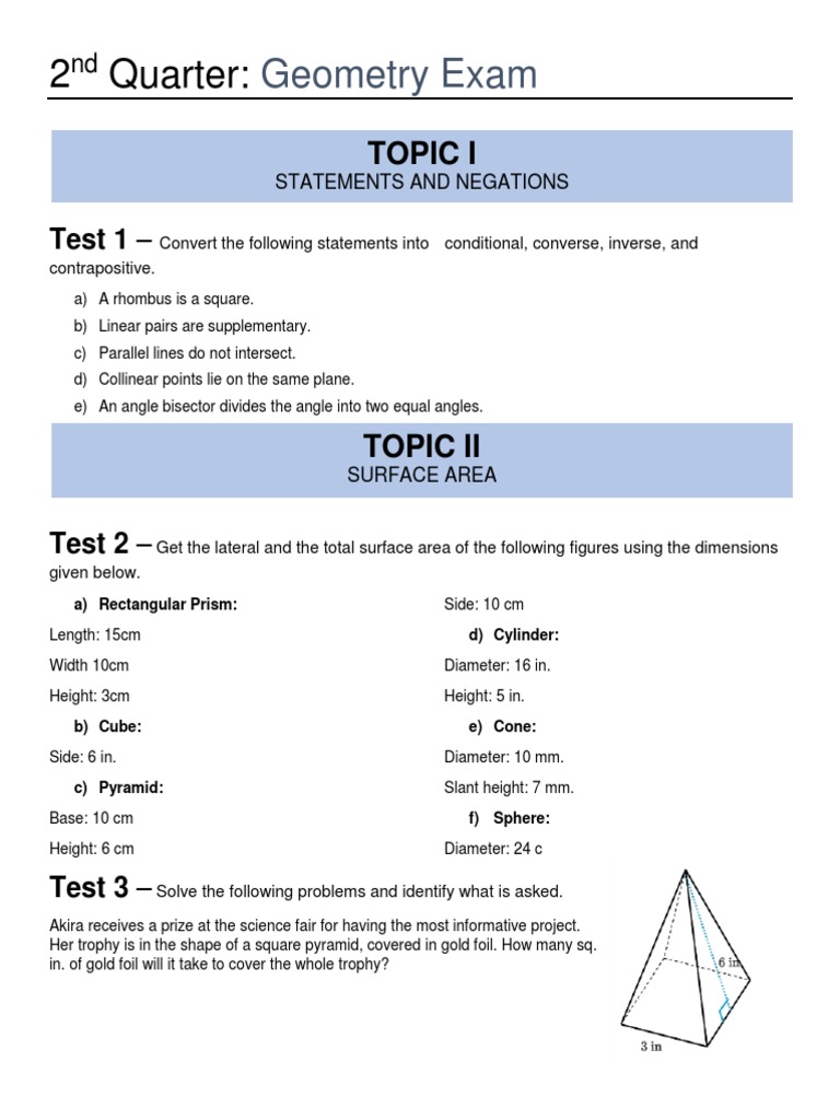 Geometry Practice Questions | PDF | Triangle | Elementary Geometry