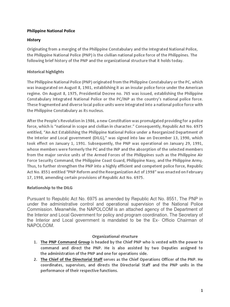 Philippine National Police History: Historical Highlights | PDF ...