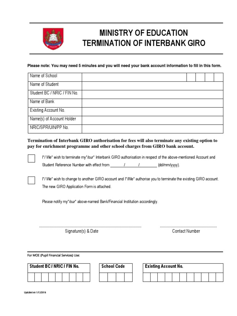GIRO Termination Form | PDF