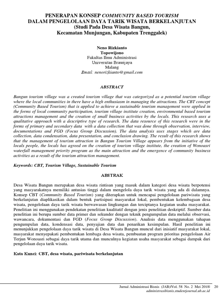 Penerapan Konsep Community Based Tourism Dalam Pengelolaan Daya Tarik ...