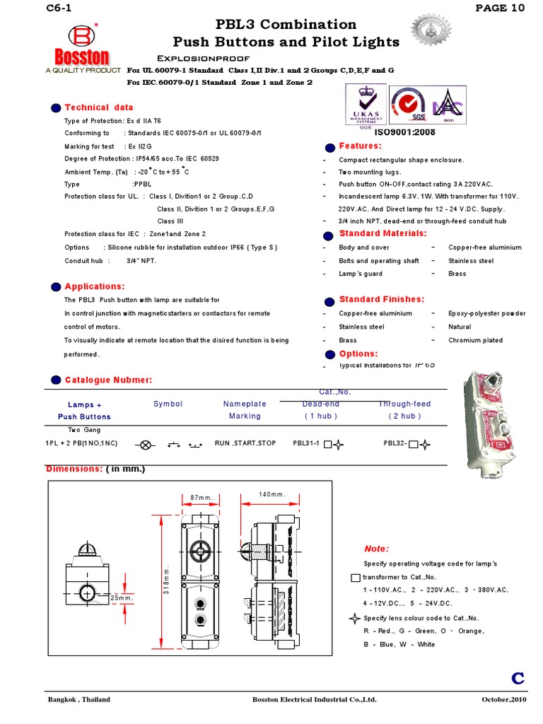 PBL3 Combination Push Buttons and Pilot Lights | PDF | Incandescent ...