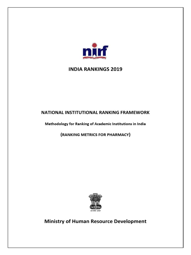 NIRF 2019 Pharmacy Ranking Metrics | PDF | Doctor Of Philosophy | Doctorate