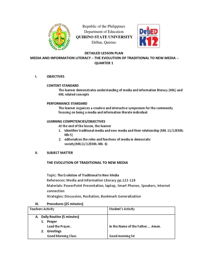 Media Literacy Lesson Plan Overview | PDF | New Media | Mass Media