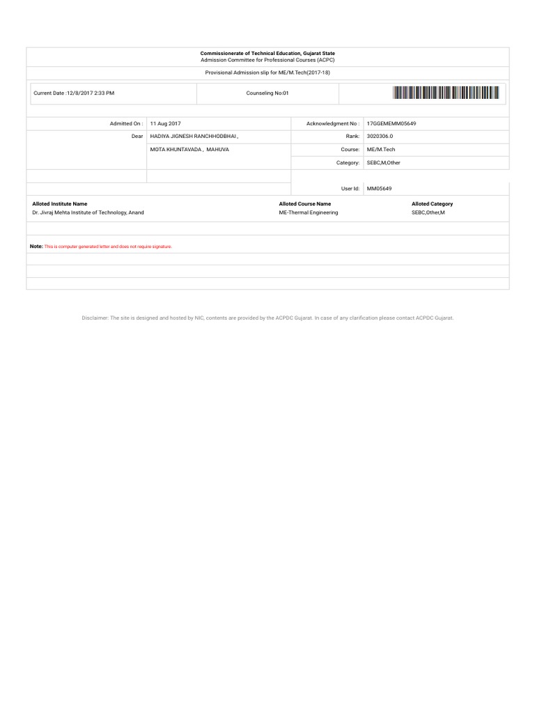 Registration Letter | PDF