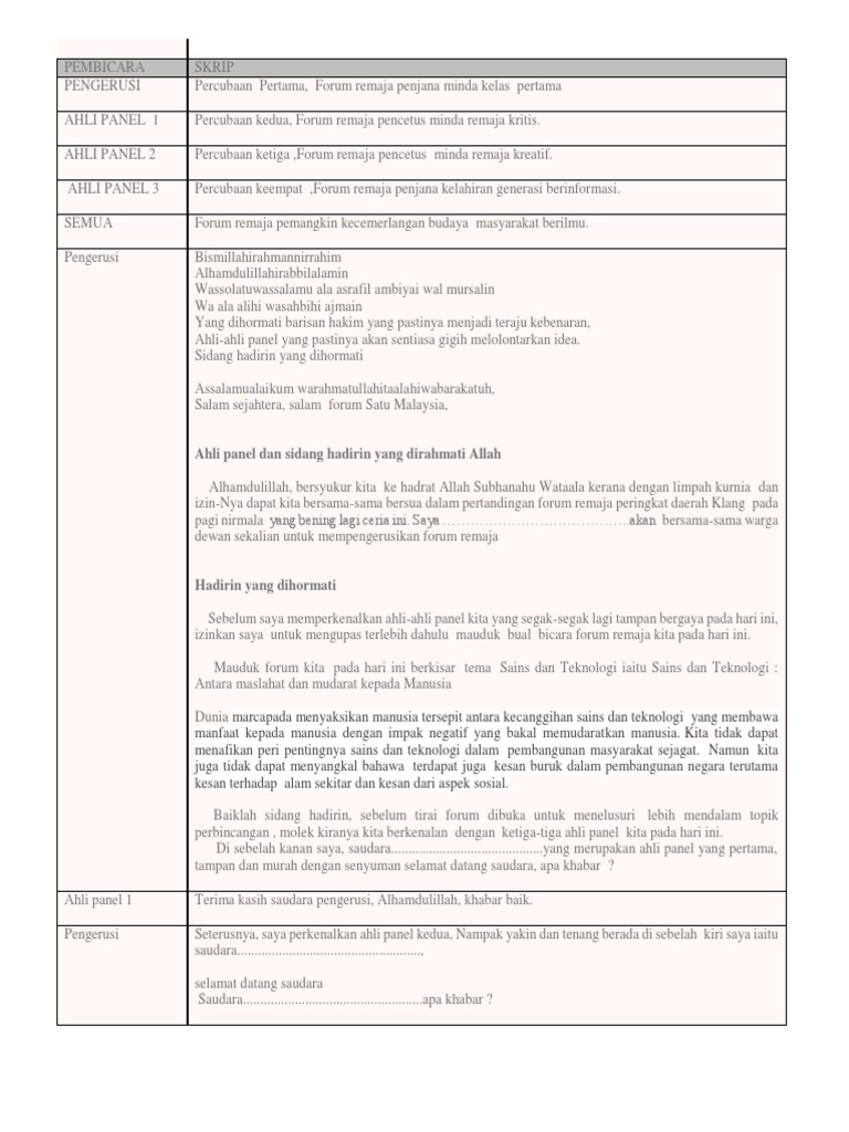 Contoh Teks Forum | PDF