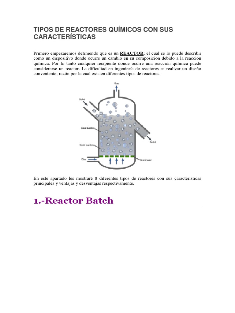 Tipos de Reactores | PDF | Hogar, jardinería y bricolaje | Ciencia y ...