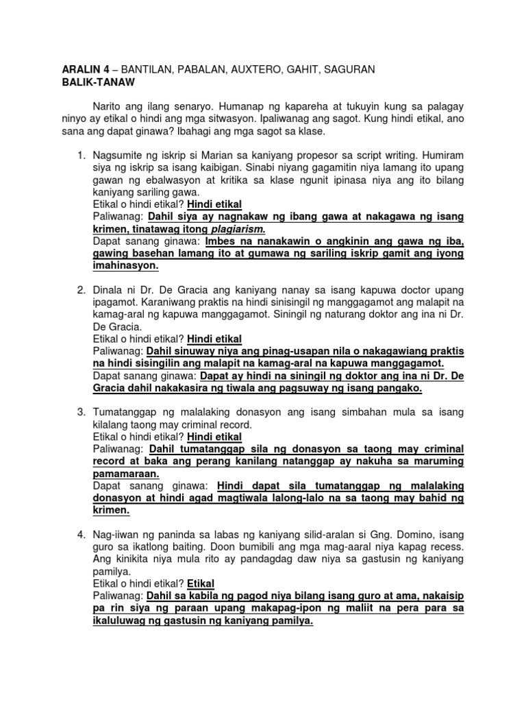 Aralin 4 Activities | PDF