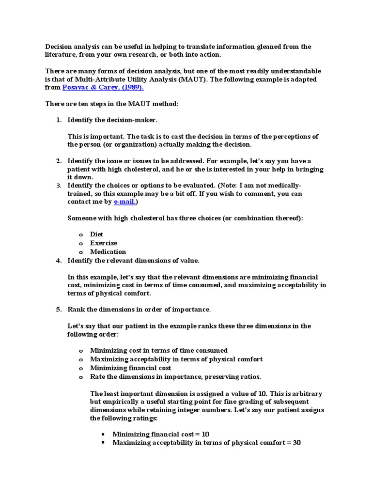 MAUT Method | PDF | Utility | Cognition