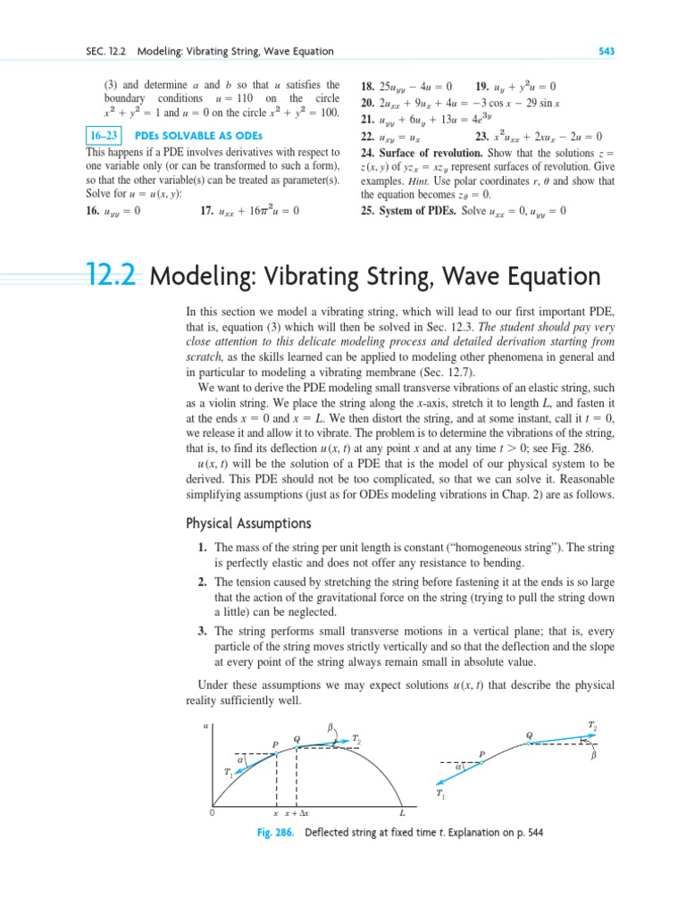 Modeling: Vibrating String, Wave Equation: Pdes Solvable As Odes | PDF | Wave Equation | Partial ...