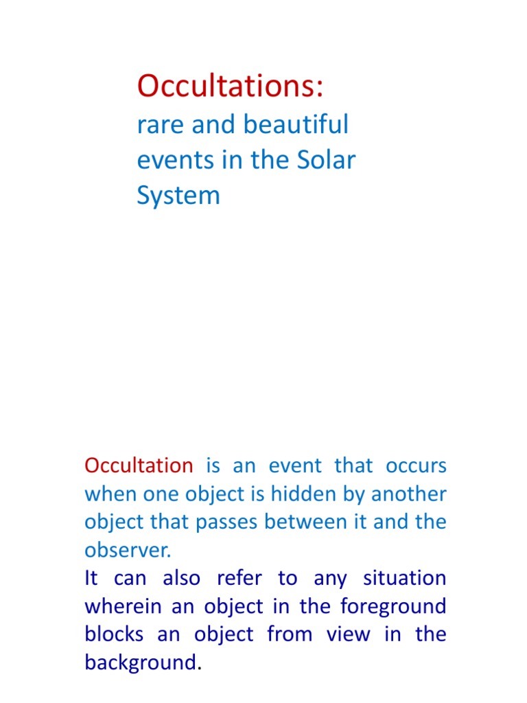 of Occultation | Unduh gratis PDF | Planets | Eclipse