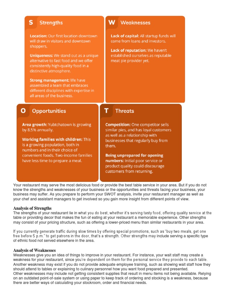 Swot Analysis For Restaurant