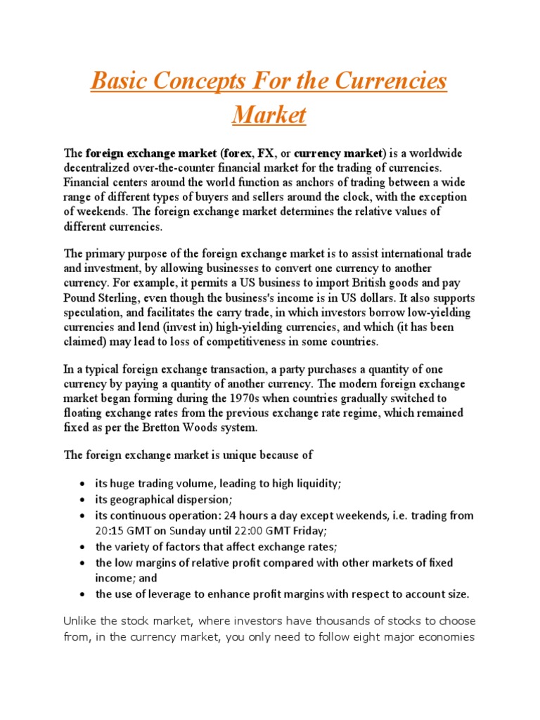 Basic Concepts For The Currencies Market | PDF | Foreign Exchange ...