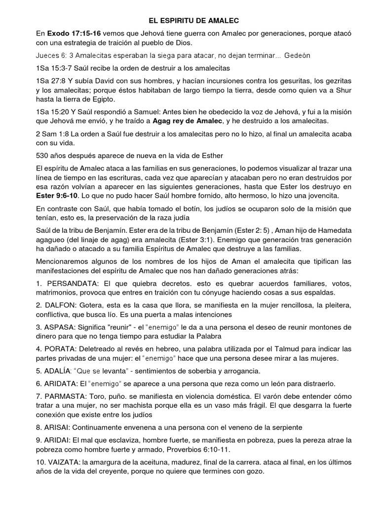 El Espiritu de Amalec | PDF | Saulo | Biblia