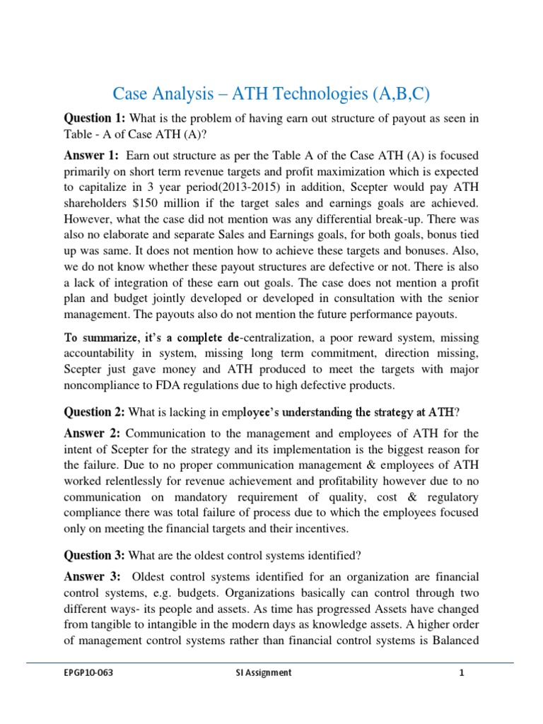 ATH Tech Case Questions | PDF | Regulatory Compliance | Internal Control