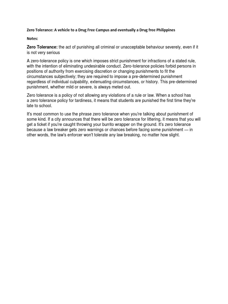 Zero Tolerance | PDF