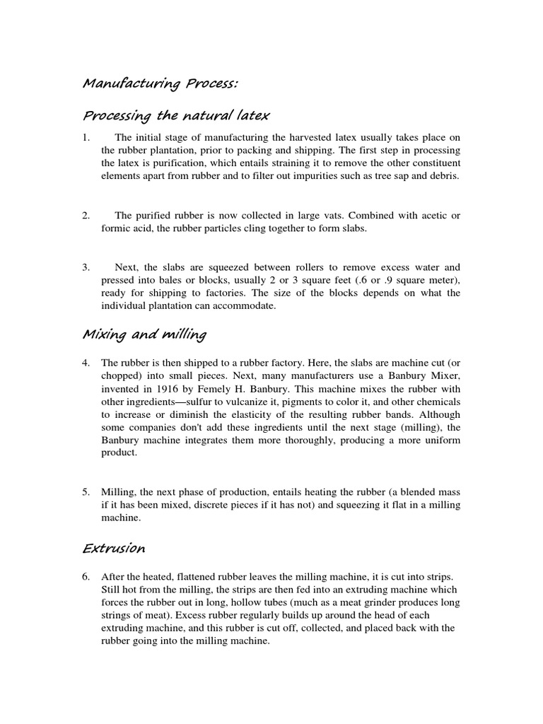 Manufacturing Process of Rubber Band | PDF | Natural Rubber | Weight