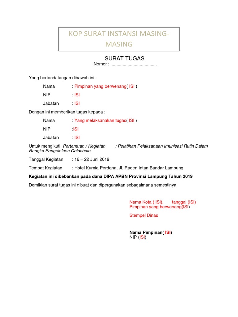 Contoh Surat Tugas | PDF