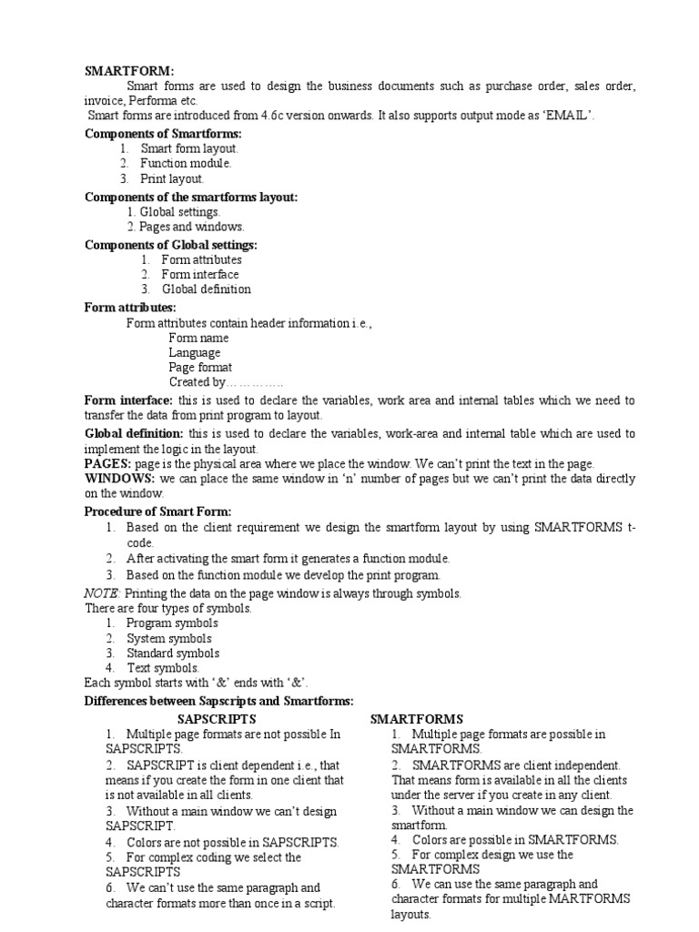 Sap Smart Forms | PDF | Parameter (Computer Programming) | Subroutine